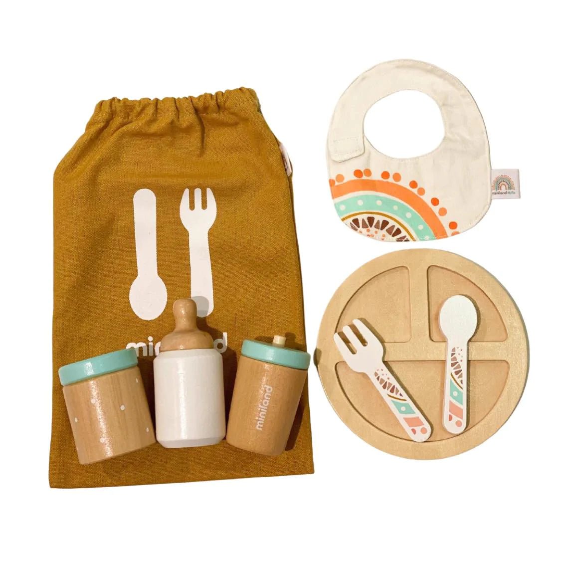 Miniland Wooden Doll Feeding Set – Timeless Toys